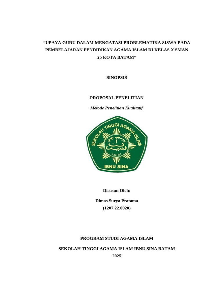 Upaya Guru Dalam Mengatasi Problematika Siswa Pada Pembelajaran Pendidikan Agama Islam Di Kelas ...