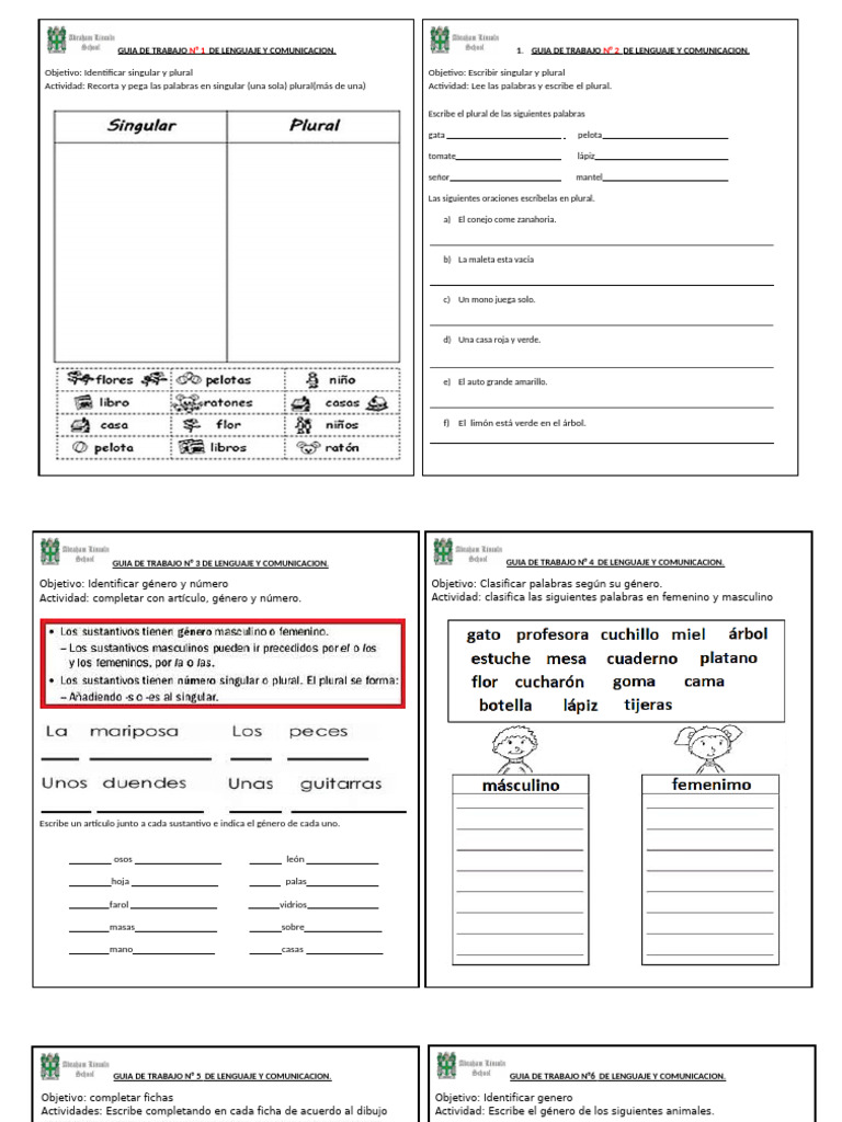 Actividades de Singular y Plural 3° Grado | PDF | Lingüística