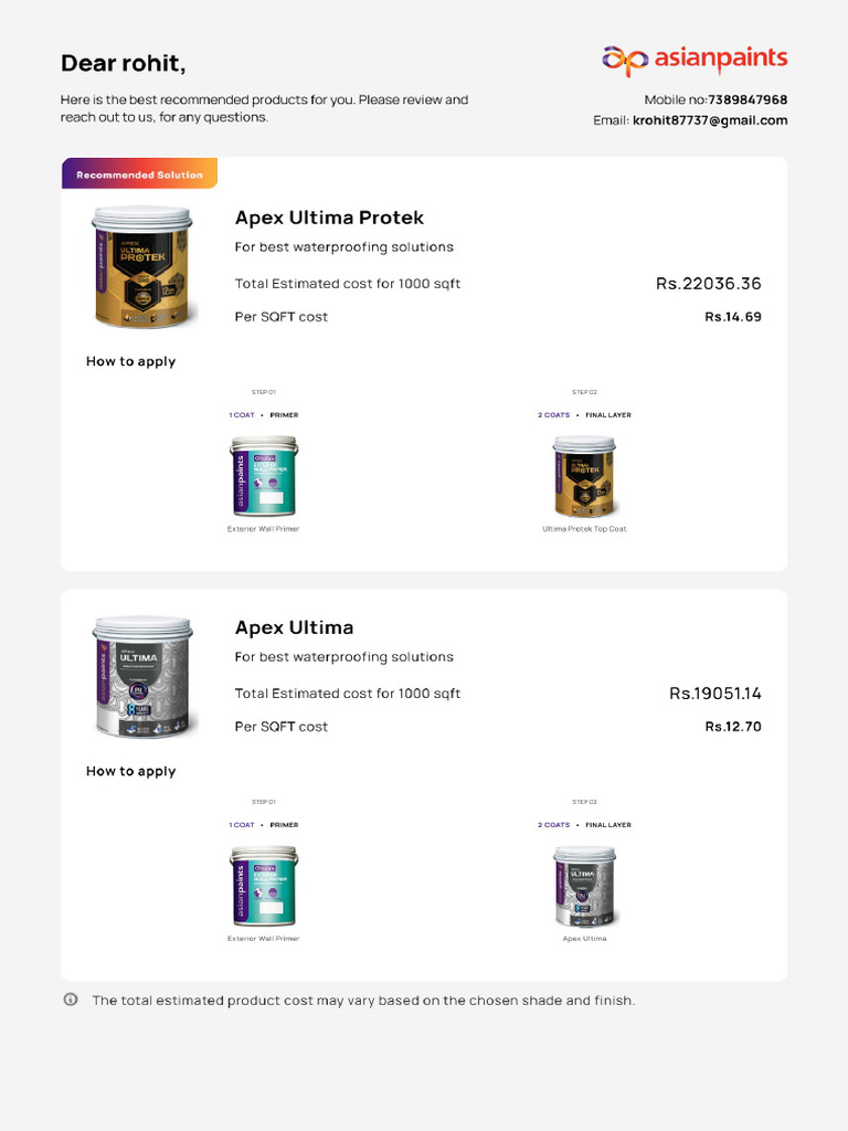 Paint Budget Estimate | PDF