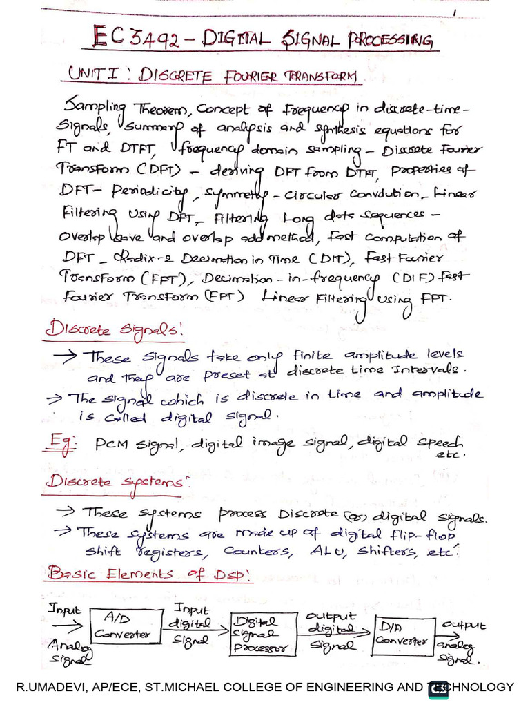 DSP Notes Handwritten | PDF