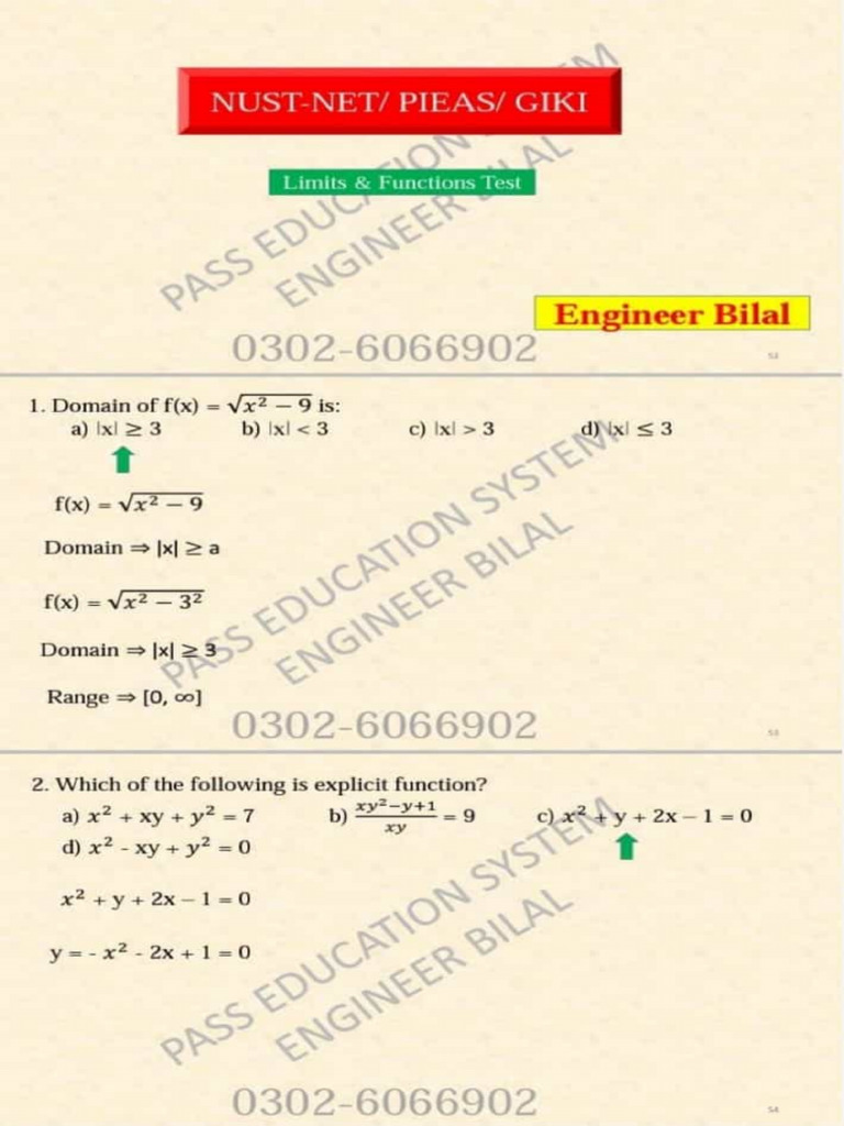 Function and Limits Test | PDF