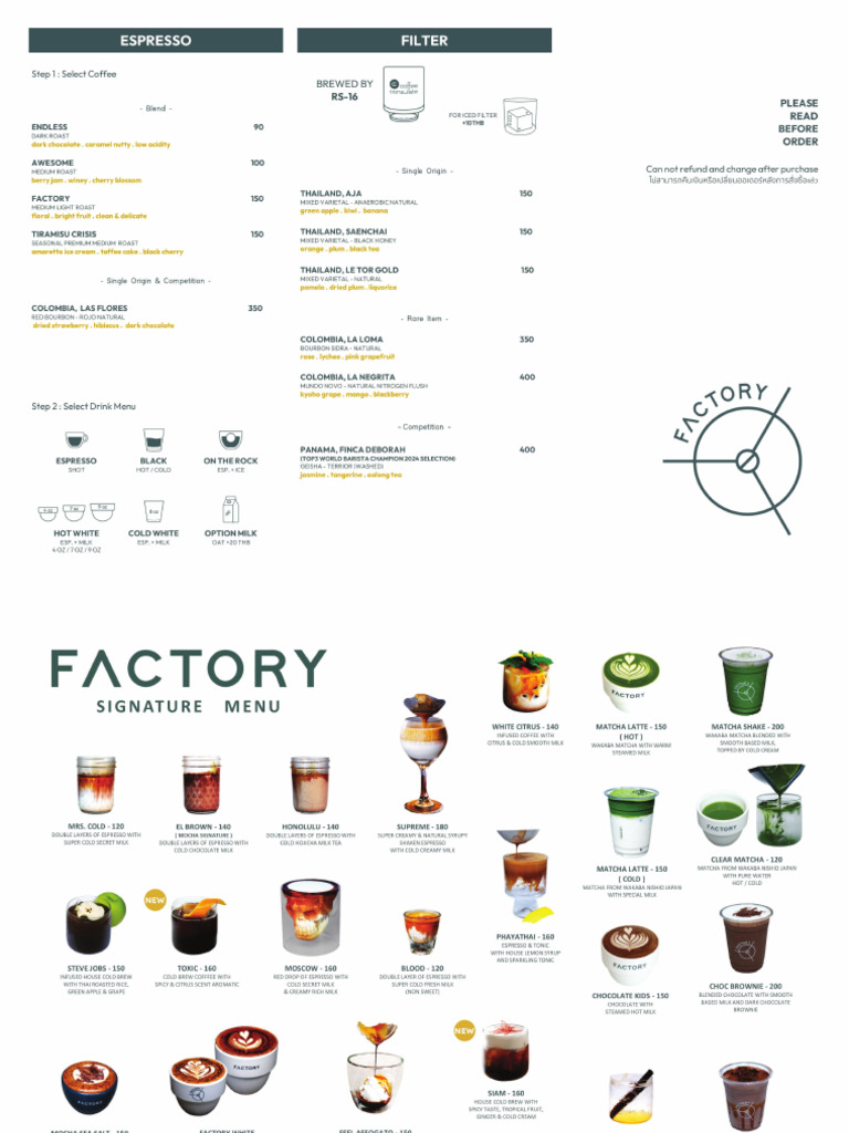 Factory BKK - Menu | PDF