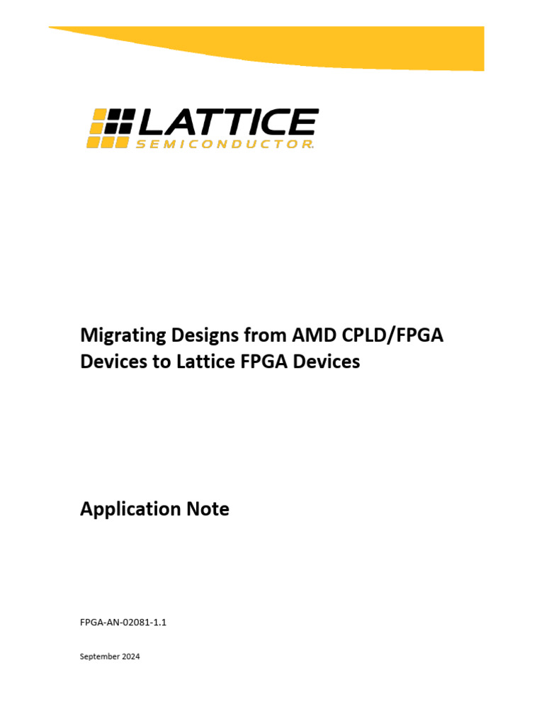 Fpga An 02081 1 1 Migrating Designs From Amd CPLD Fpga Devices To Lattice Fpga Devices | PDF ...