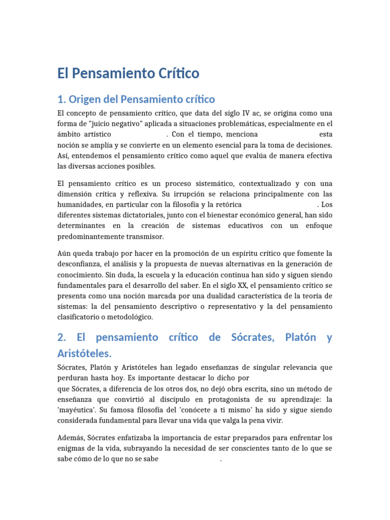 El Pensamiento Crítico 160325 | PDF | Pensamiento | Pensamiento crítico