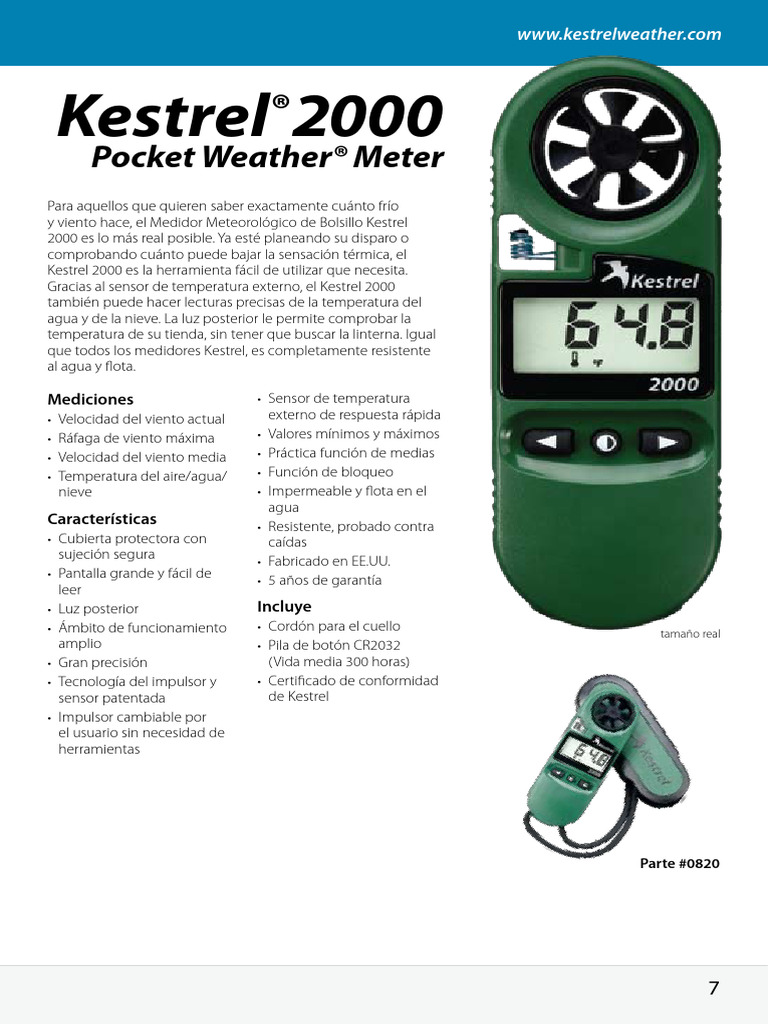 Kestrel 2000: Pocket Weather® Meter | PDF