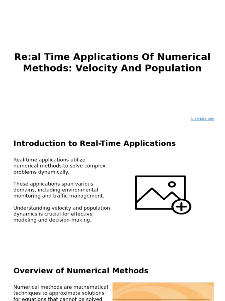 Re - Al Time Applications of Numerical Methods - Velocity and Population | PDF | Numerical ...
