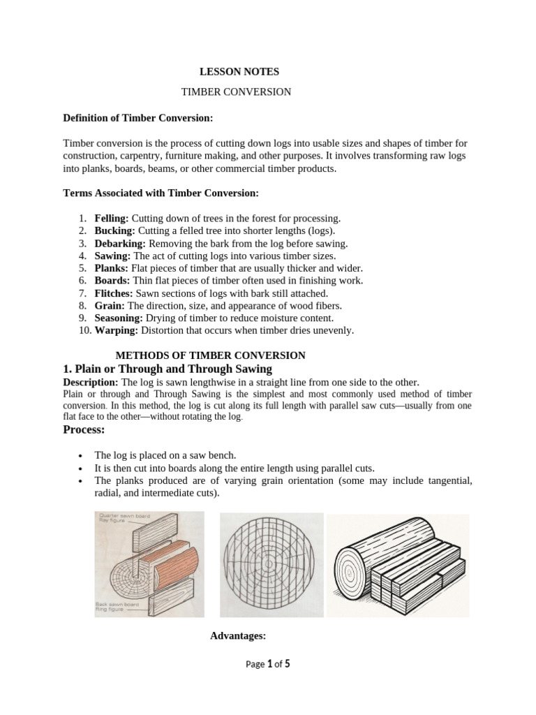 Lesson Notes-2 Timber Conversion | PDF | Lumber | Wood