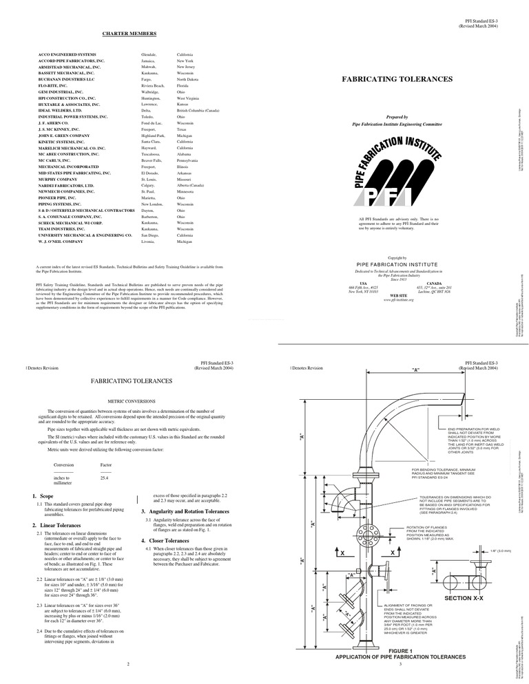 PIPE FABRICATION TOLERANCES COURTESY PFI, 42% OFF