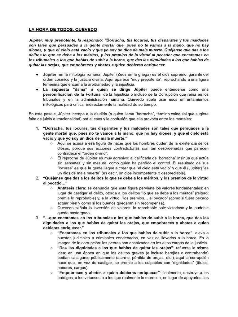 La Hora de Todos, Quevedo | PDF | Virtud | Pobreza