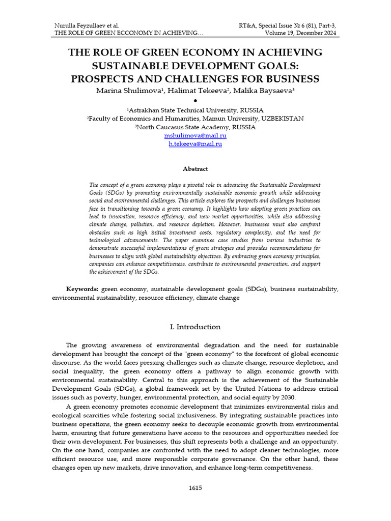 Green Economy's Impact on SDGs for Business | PDF | Sustainability ...