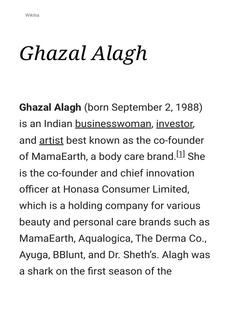 Ghazal Alagh - Wikitia | PDF