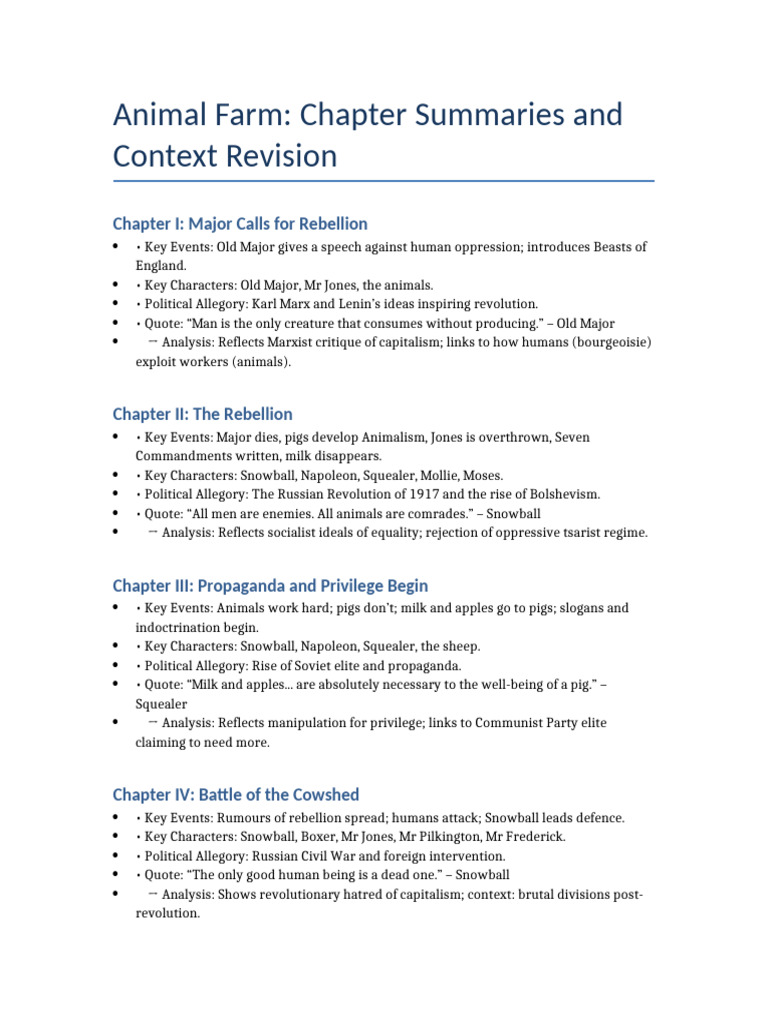 Animal Farm Revision Summary | PDF | Communism | Anti Capitalism