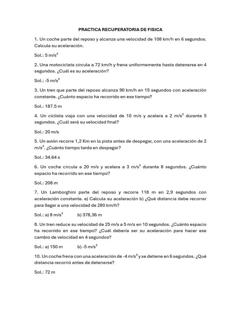 Practica Recuperatoria de Fisica 4to | PDF