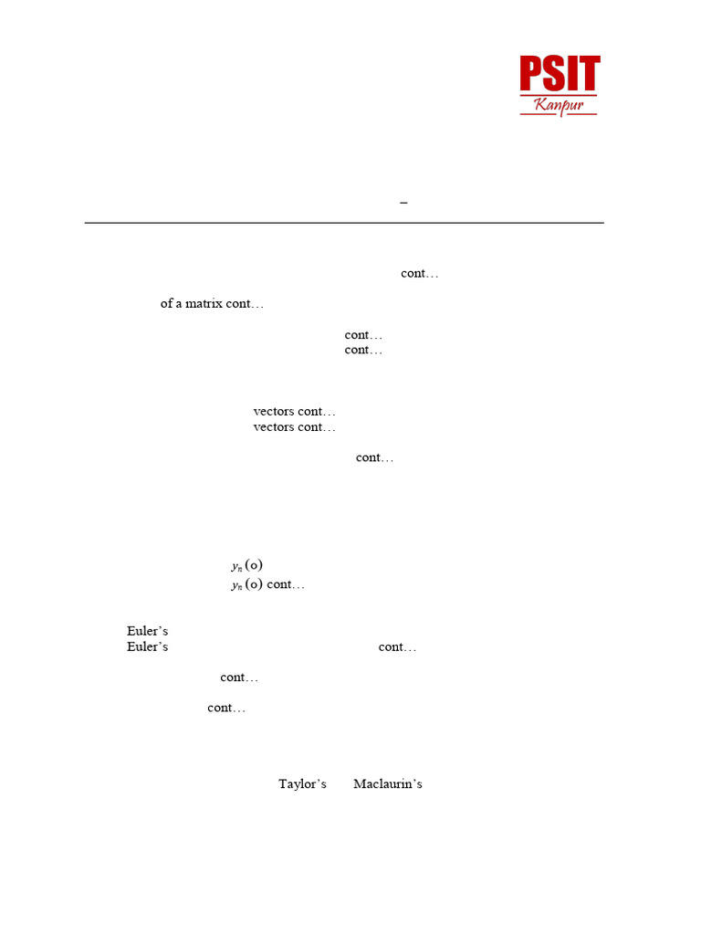 Lecture Plan BAS103 2024-25 (1) | PDF | Matrix (Mathematics) | Eigenvalues And Eigenvectors