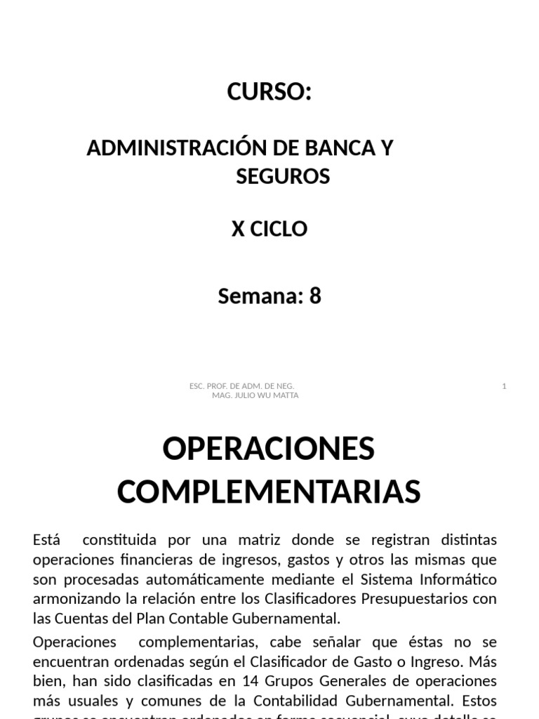 Operaciones Complementarias | PDF | Dinero | Economias
