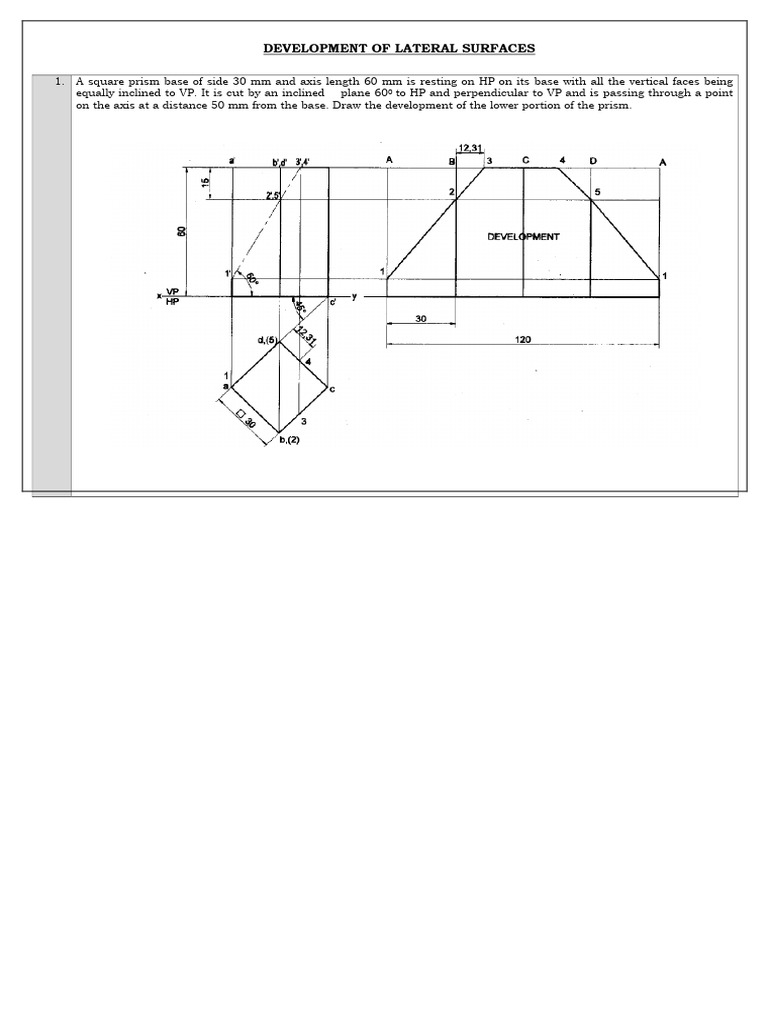 Lateral Surface Developments in Prisms | PDF