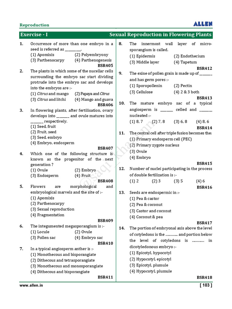 Extra Edge BOTANY 25-26 | PDF | Seed | Dominance (Genetics)
