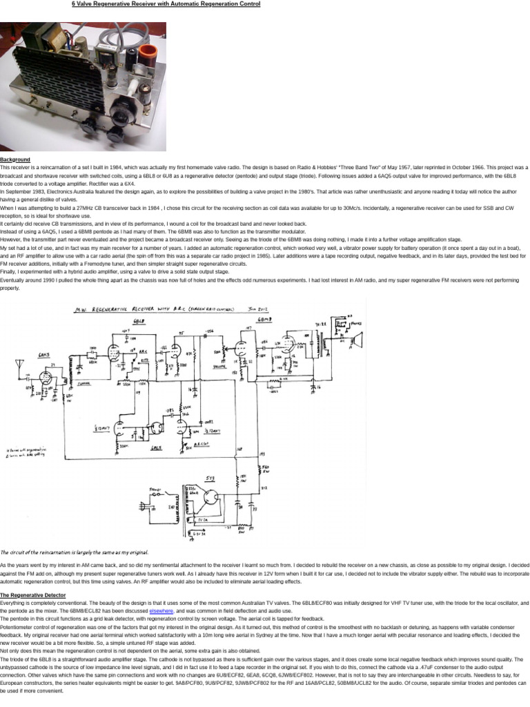 3 Valve Regenerative Receiver | PDF | Rectifier | Vacuum Tube