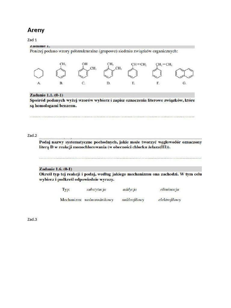 Areny Zadania | PDF