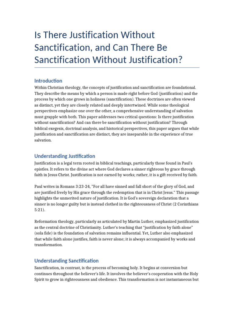 Justification and Sanctification Term Paper | PDF | Justification ...
