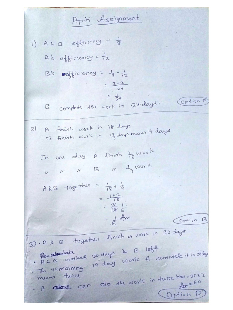 Aptitude Assignment 1 | PDF