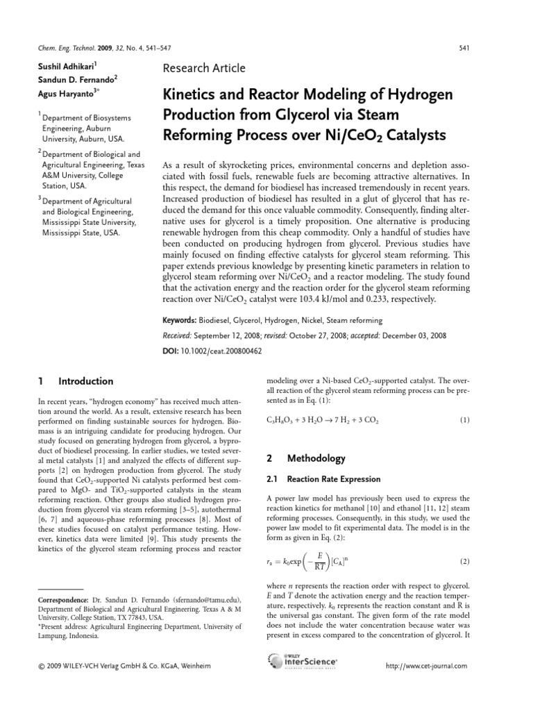 Kinetics and Reactor Modeling of Hydrogen | PDF | Activation Energy | Gases