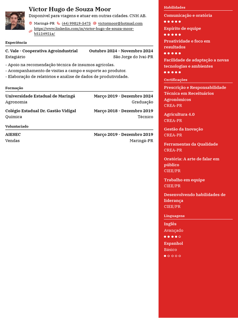 CV - Victor Hugo de Souza Moor | PDF