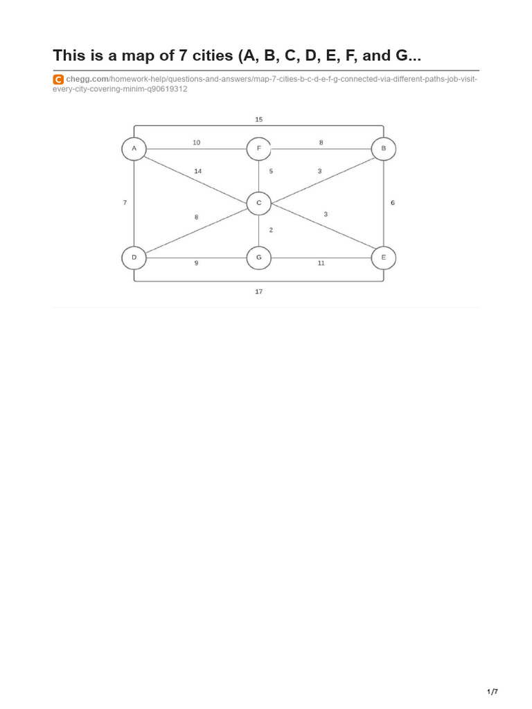 This Is A Map of 7 Cities A B C D E F and G | PDF | Computer ...
