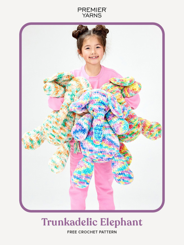 Basix Chenille Tie Dye Trunkadelic Elephants | PDF | Crochet | Textiles