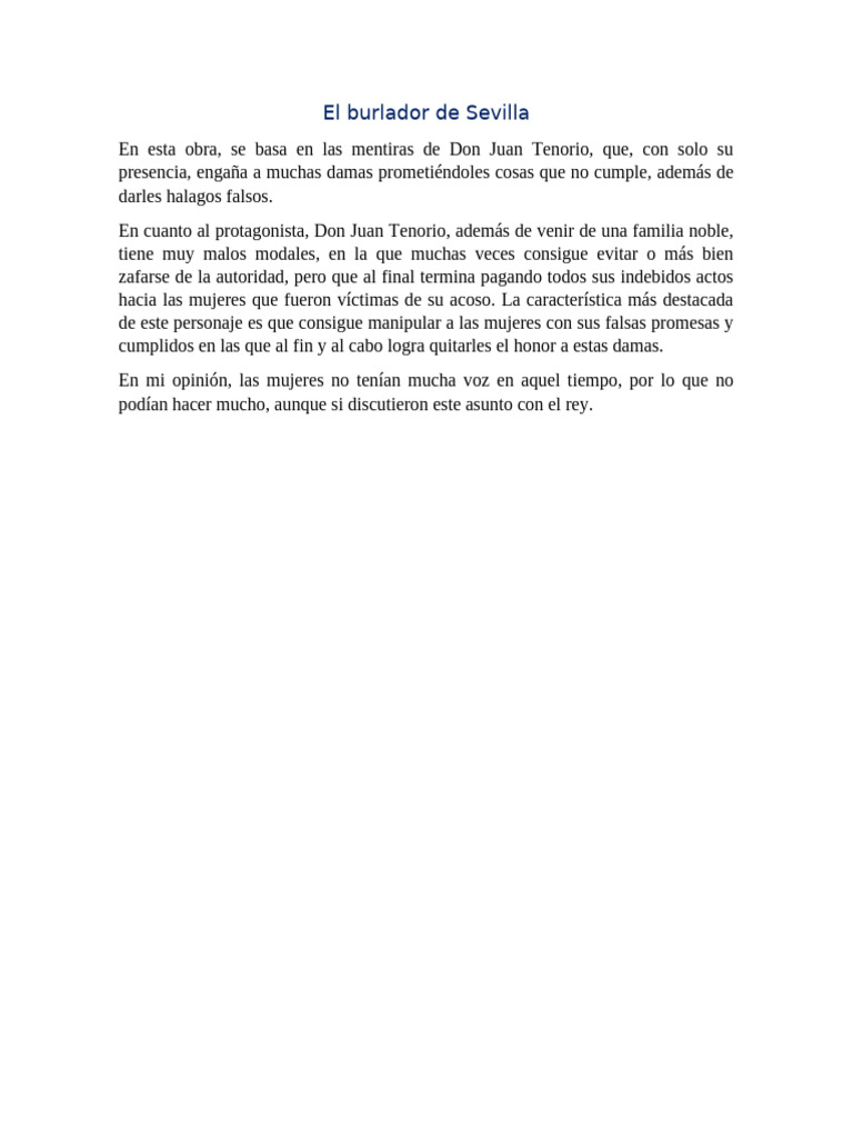 El Burlador de Sevilla | PDF