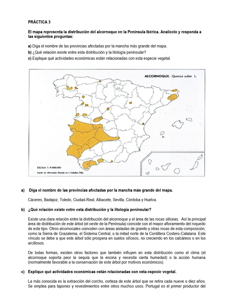 PRÁCTICA 3 Mapa Distribución Alcornoque | PDF