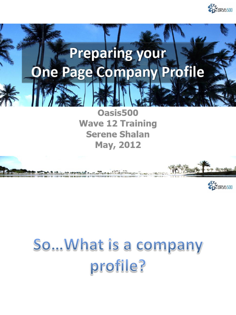 1 - Company Profile - Oasis500 | PDF