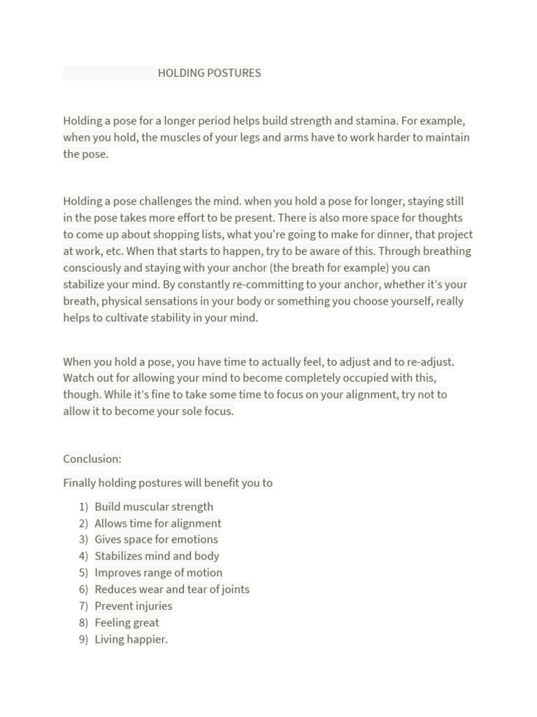 Holding Postures | PDF