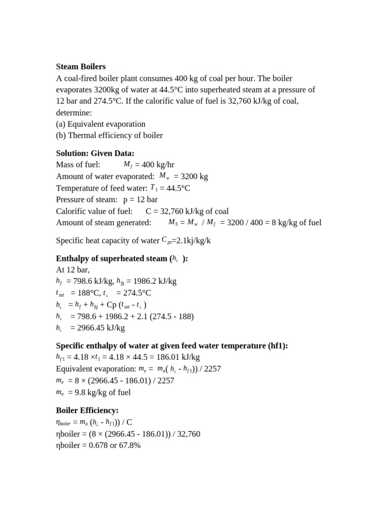 Steam Boiler Calculations | PDF