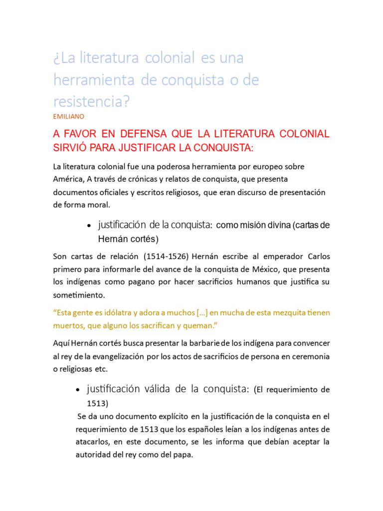 La Literatura Colonial Es Una Herramienta de Conquista o de Resistencia ...