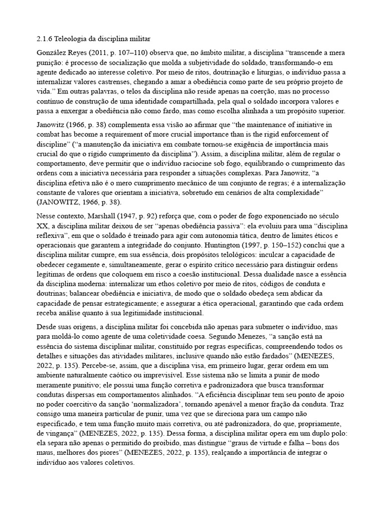 Teleologia e Instrumentalidade da Disciplina Militar | PDF | Ciência ...