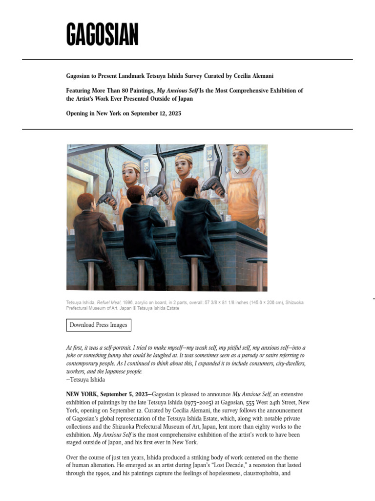 Tetsuya Ishida 2023 My Anxious Self Gagosian 555 West 24th Street New York | PDF