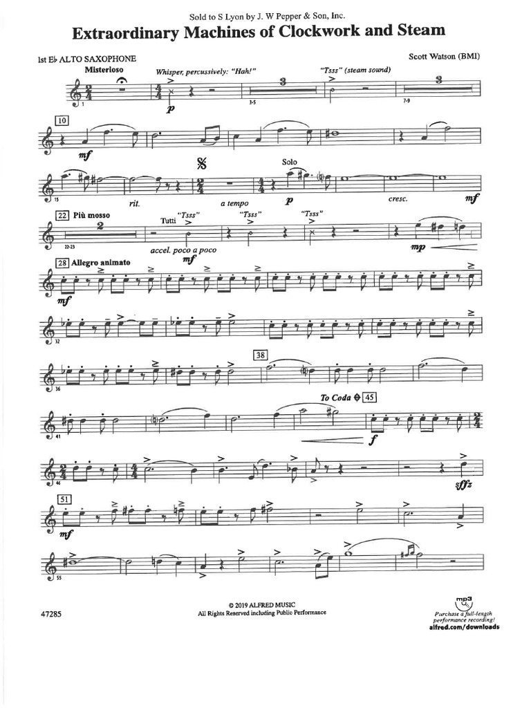 Extraordinary Machines of Clockwork and Steam - Saxophone Alto 1 | PDF