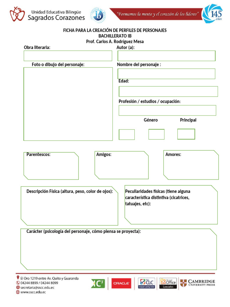 Ficha para Caracterizar Al Personaje | PDF