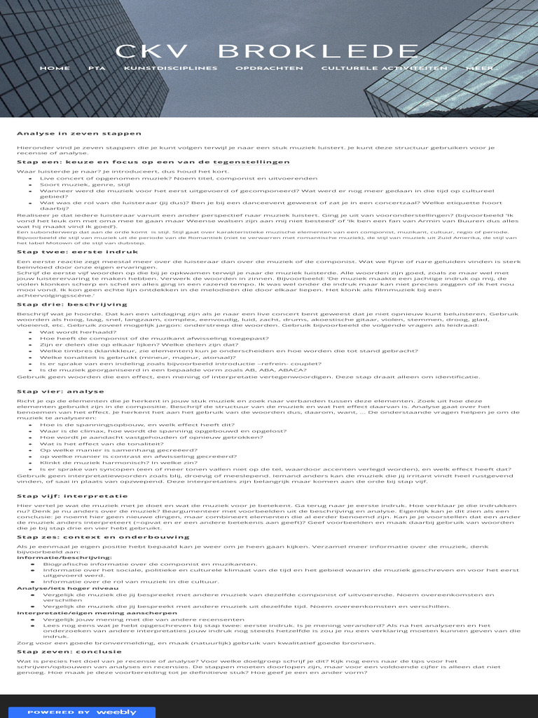 Analyse Muziek 7 Stappen - CKV BROKLEDE | PDF