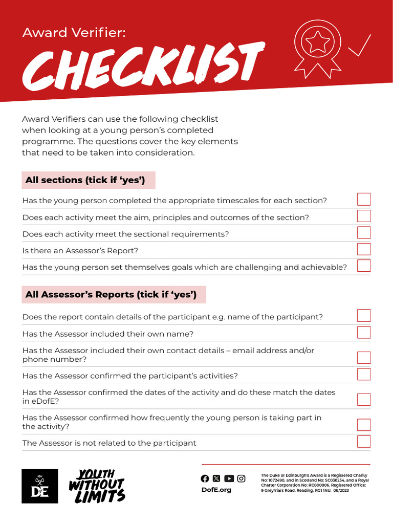 Award Verifier Checklist 1 | PDF