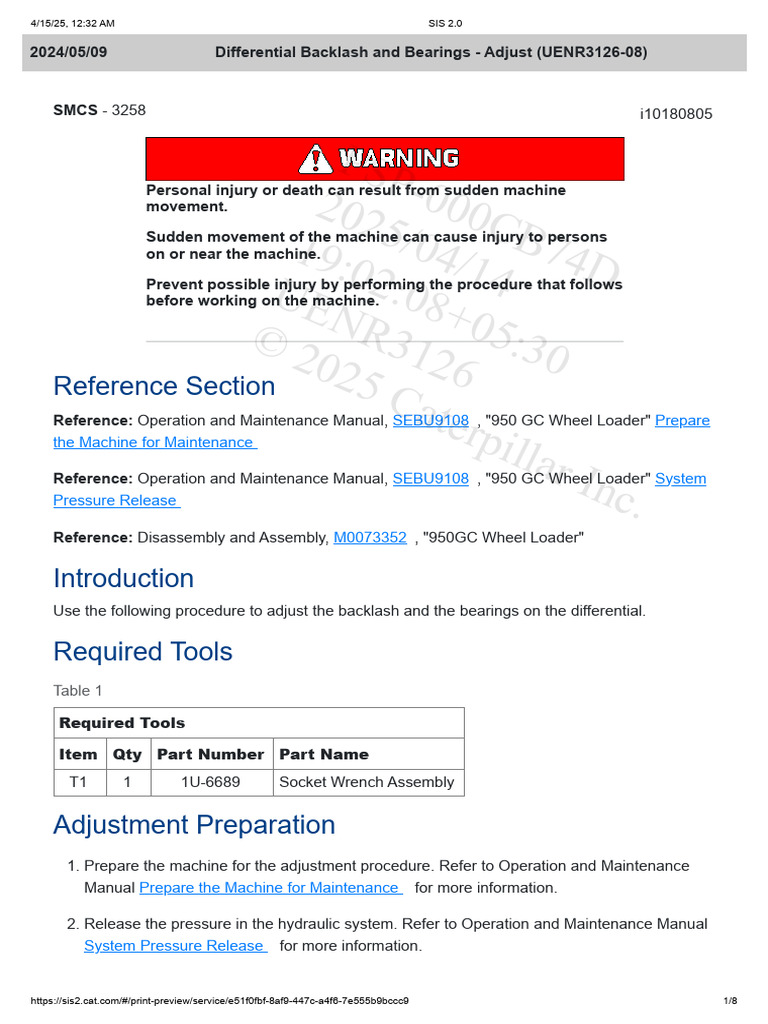 Loader Differential Backlash & Adjusting | PDF | Gear | Mechanical Engineering