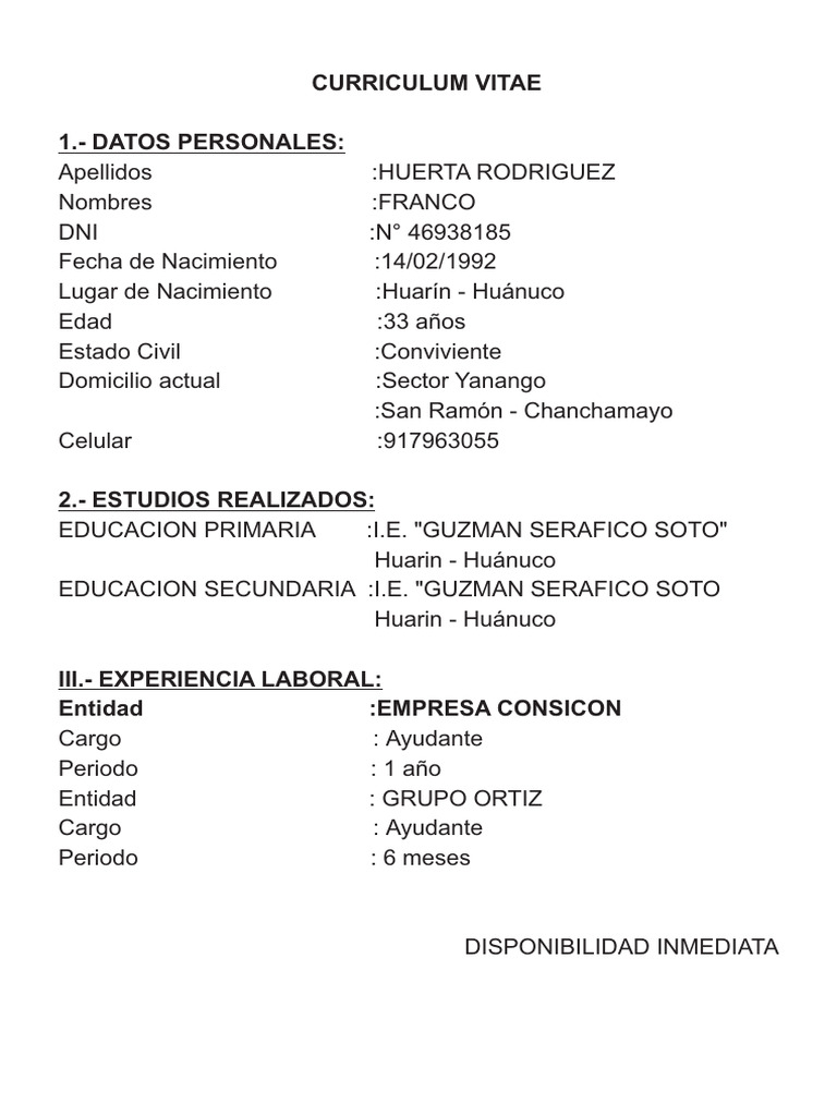 Curriculum Franco | PDF