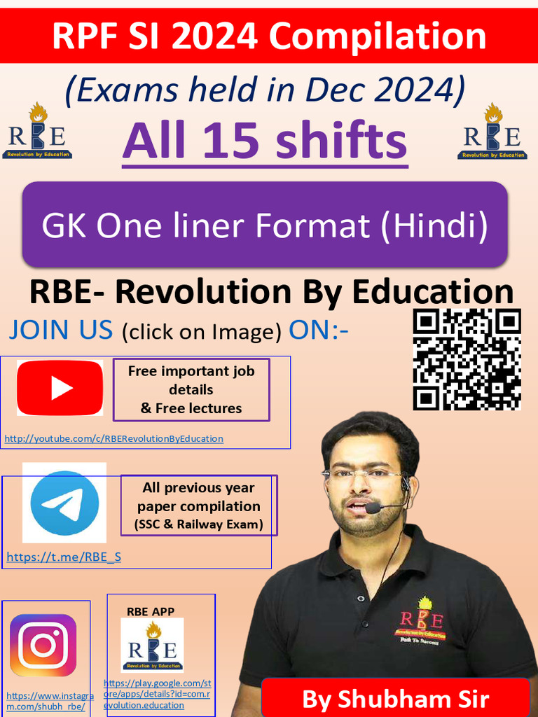 GK (Hindi) One-liner RPF SI CBT-1 _RBE_compressed | PDF