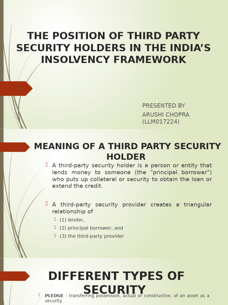 Position of Third Party Security Holders in India's Insolvency ...