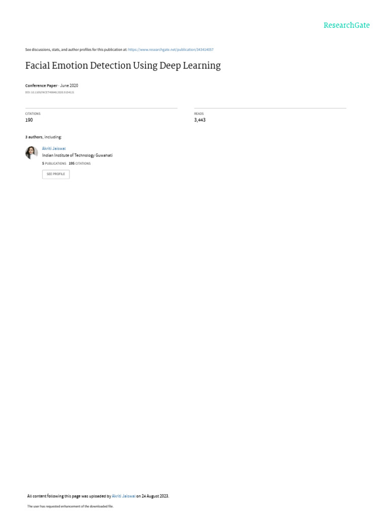 Facial Emotion Detection Using Deep Learning | PDF | Deep Learning ...