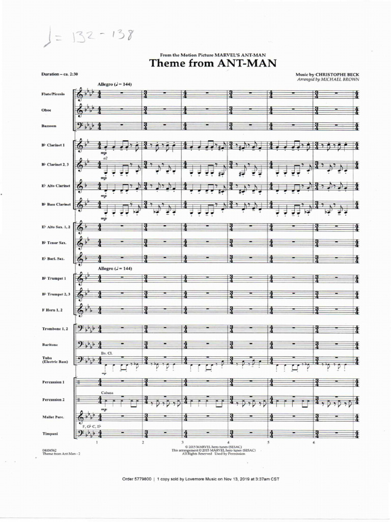 Theme From Ant-Man - Arr. Michael Brown | PDF
