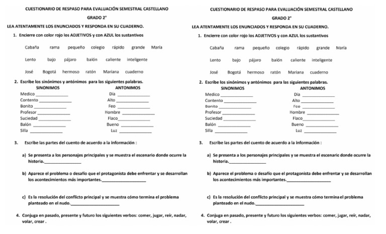repaso de castellano segundo | PDF