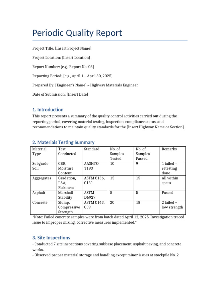 Periodic Quality Report Sample | PDF | Concrete | Construction Aggregate