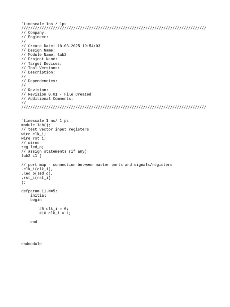 Verilog Module Lab2 Implementation | PDF